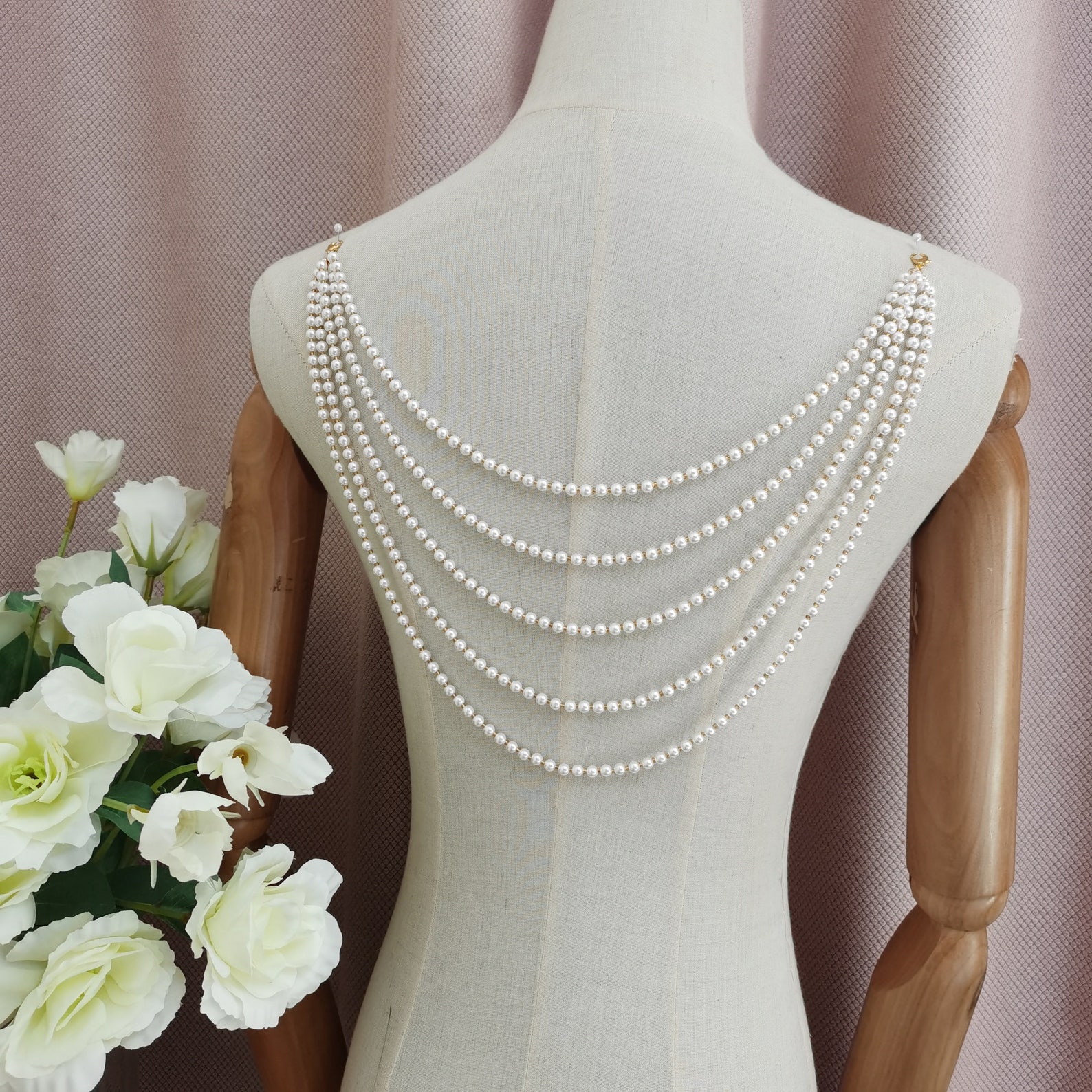 Pearl Backdrop Necklace,backdrop Necklace,wedding Jewelry,party Jewelry ...