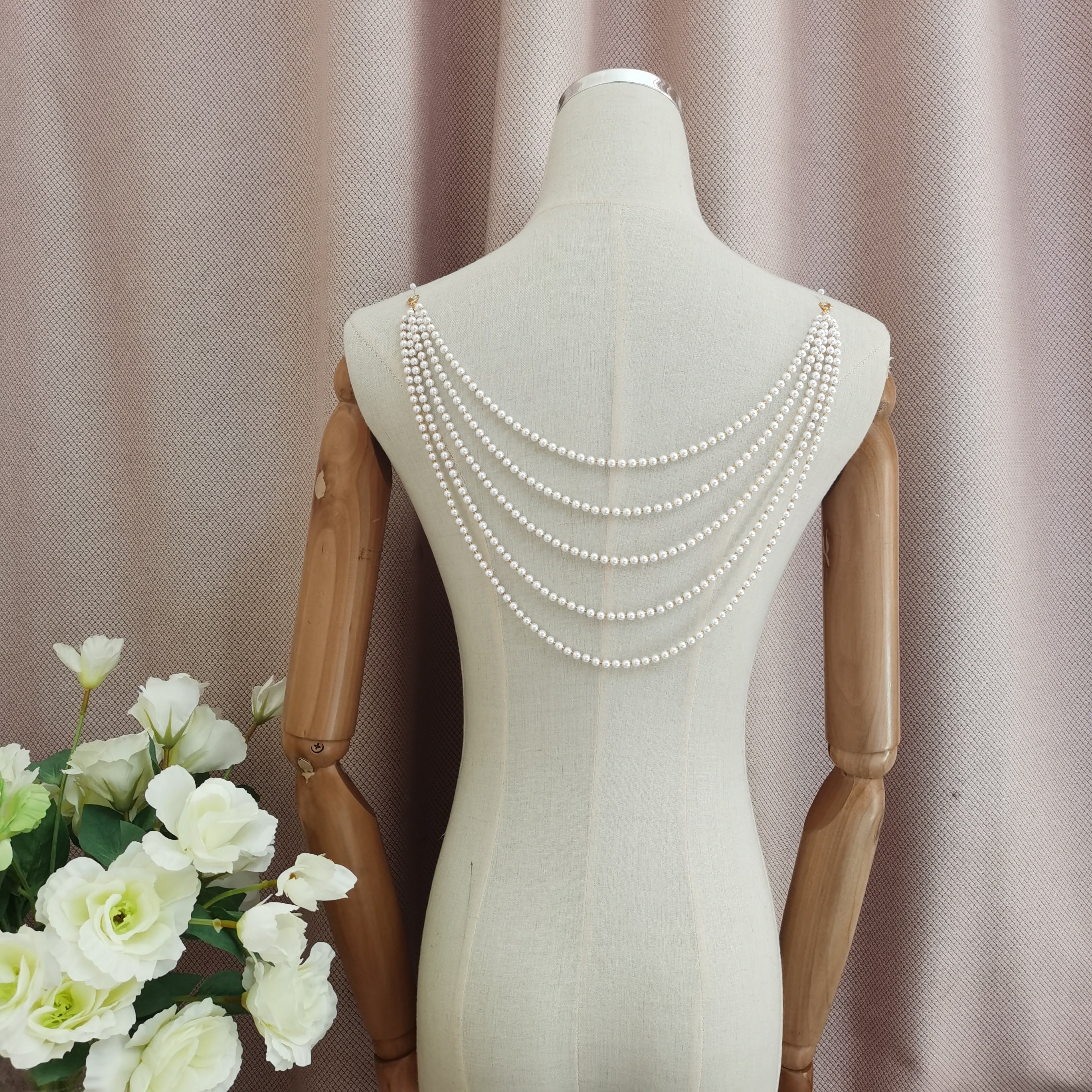 Pearl Backdrop Necklace,backdrop Necklace,wedding Jewelry,party Jewelry ...