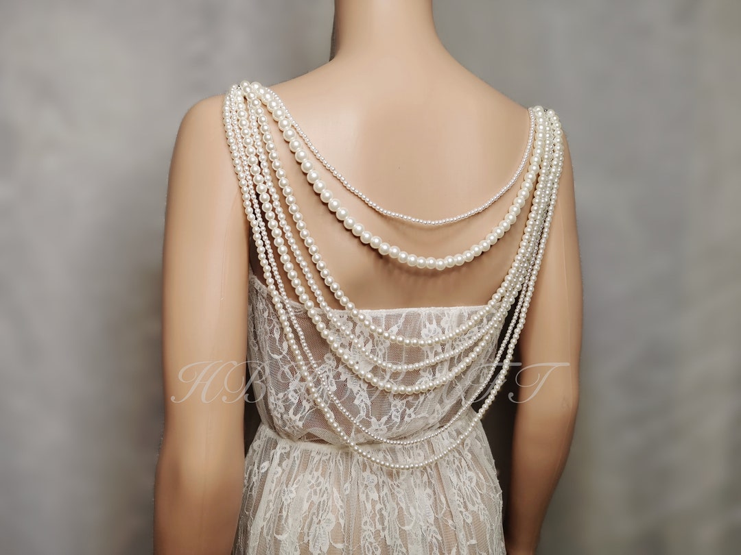 Pearl Backdrop Necklace,backdrop Necklace,wedding Jewelry,party Jewelry ...