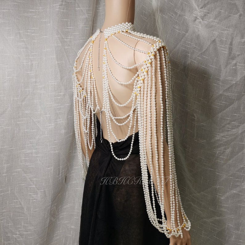 Handmade Pearl Body Chain With Sleeves: Bridal Shoulder Jewelry - Etsy