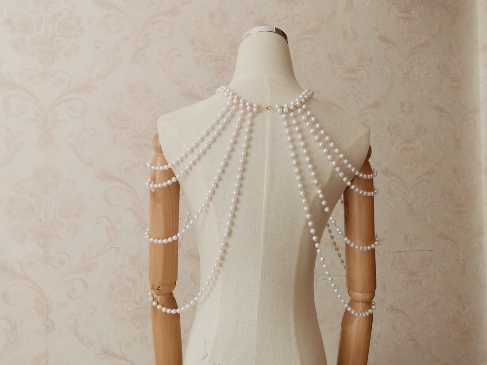 Handmade Pearl Body Chainbridal Body Jewelrypearl Body Chain - Etsy