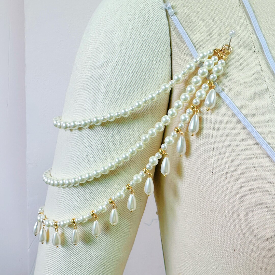 Detachable Wedding Sleeves,arm Jewelry,detachable Straps,crystal Pearl Shoulder Chain,fringe ...