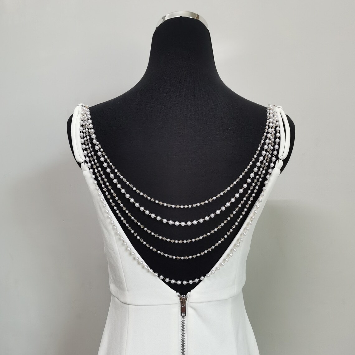 Crystal and Pearl Backdrop Necklacebackdrop Necklacewedding - Etsy