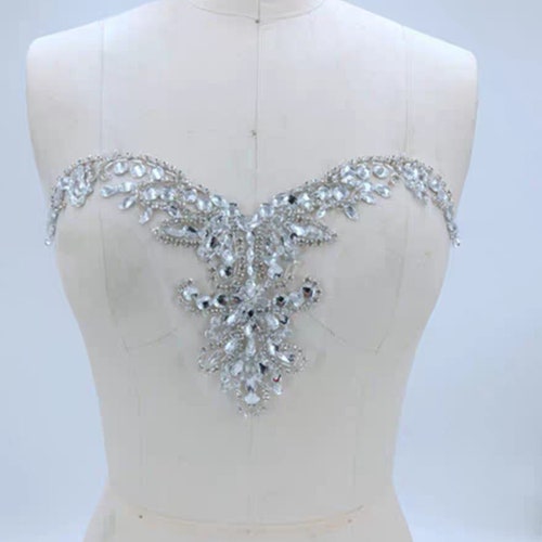 Rhinestone Bridal Neckline Applique for Bridal Dress - Etsy