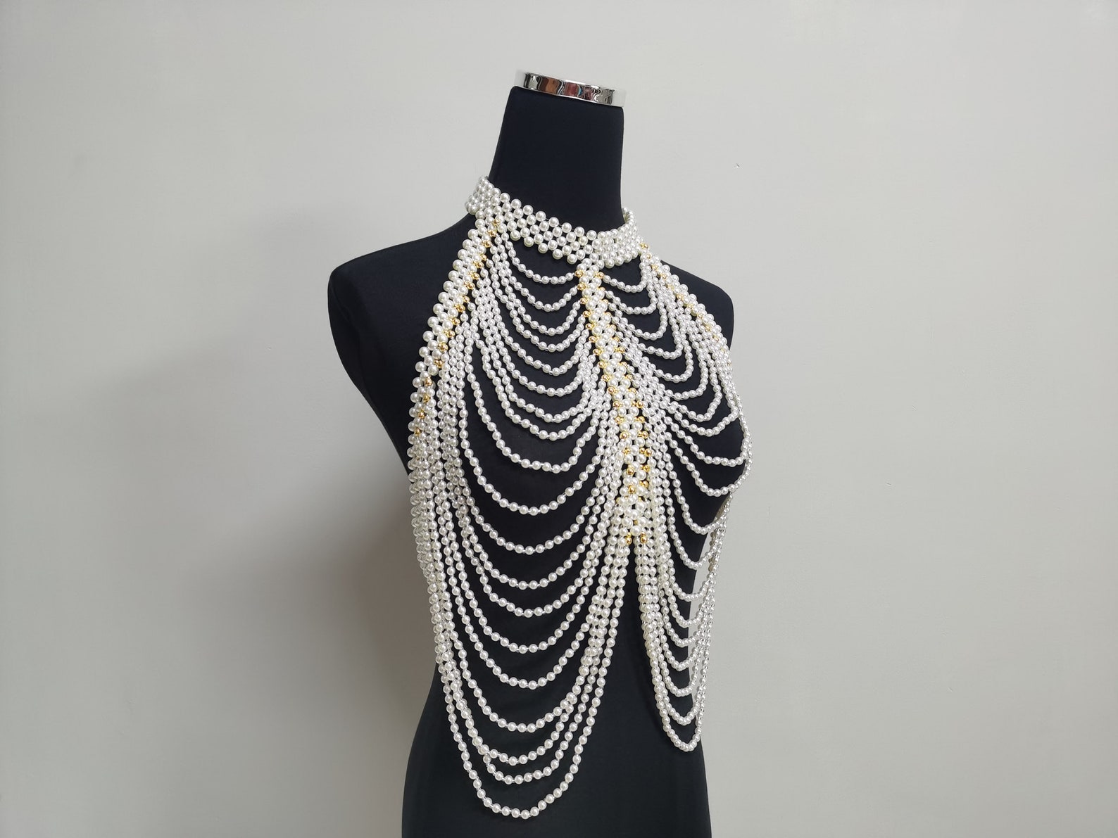 Pearl Body Chainbridal Body Jewelrypearl Body Chain - Etsy