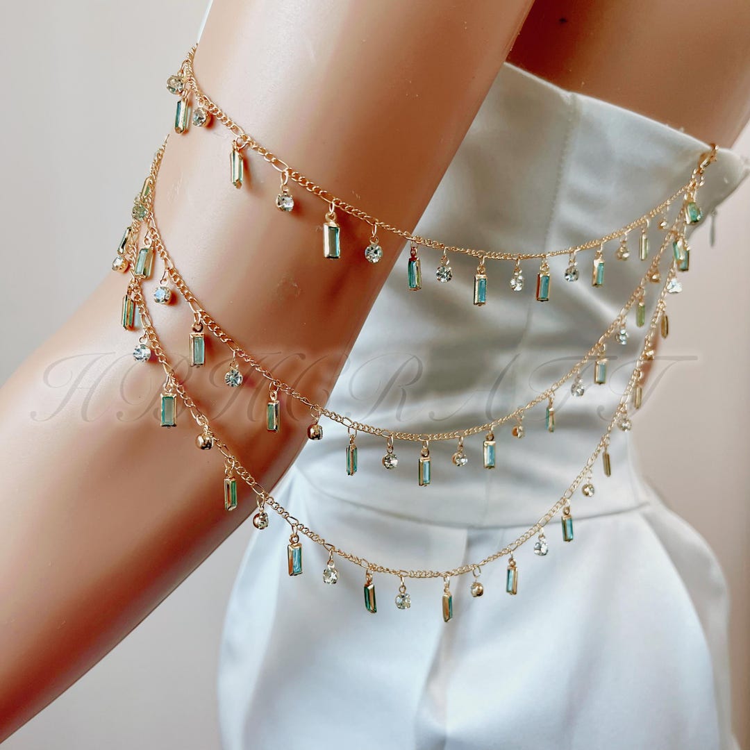 Crystal Pearl Shoulder Chain: Detachable Wedding Sleeves, Boho Bridal ...