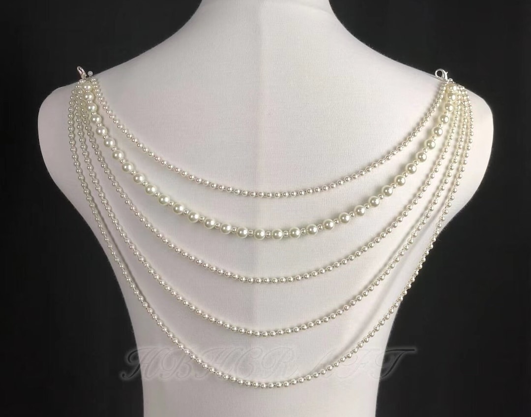 Pearl Backdrop Necklace,backdrop Necklace,wedding Jewelry,party Jewelry ...