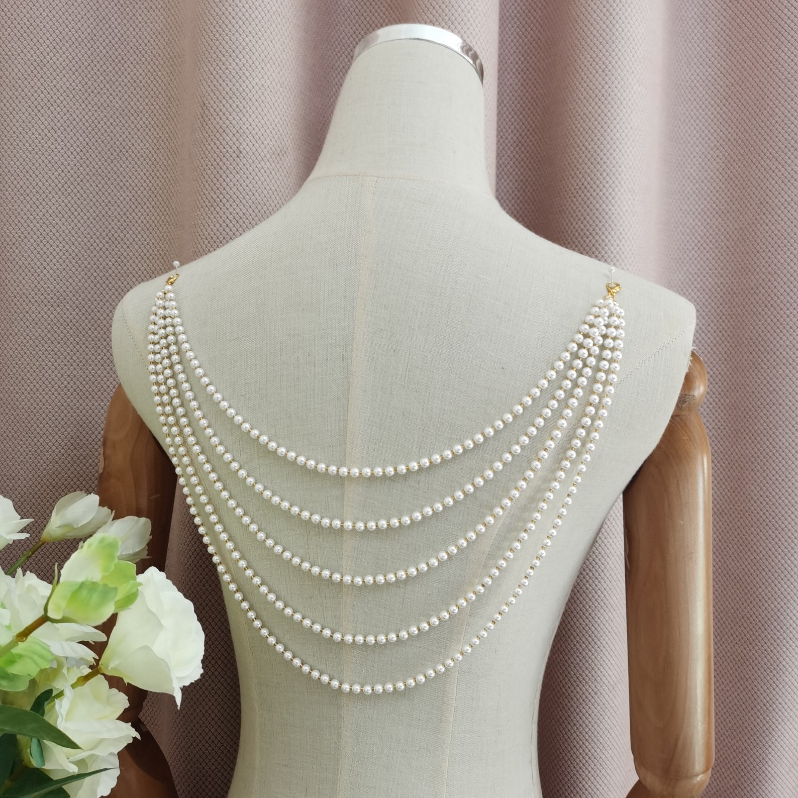 Pearl Backdrop Necklace,backdrop Necklace,wedding Jewelry,party Jewelry ...