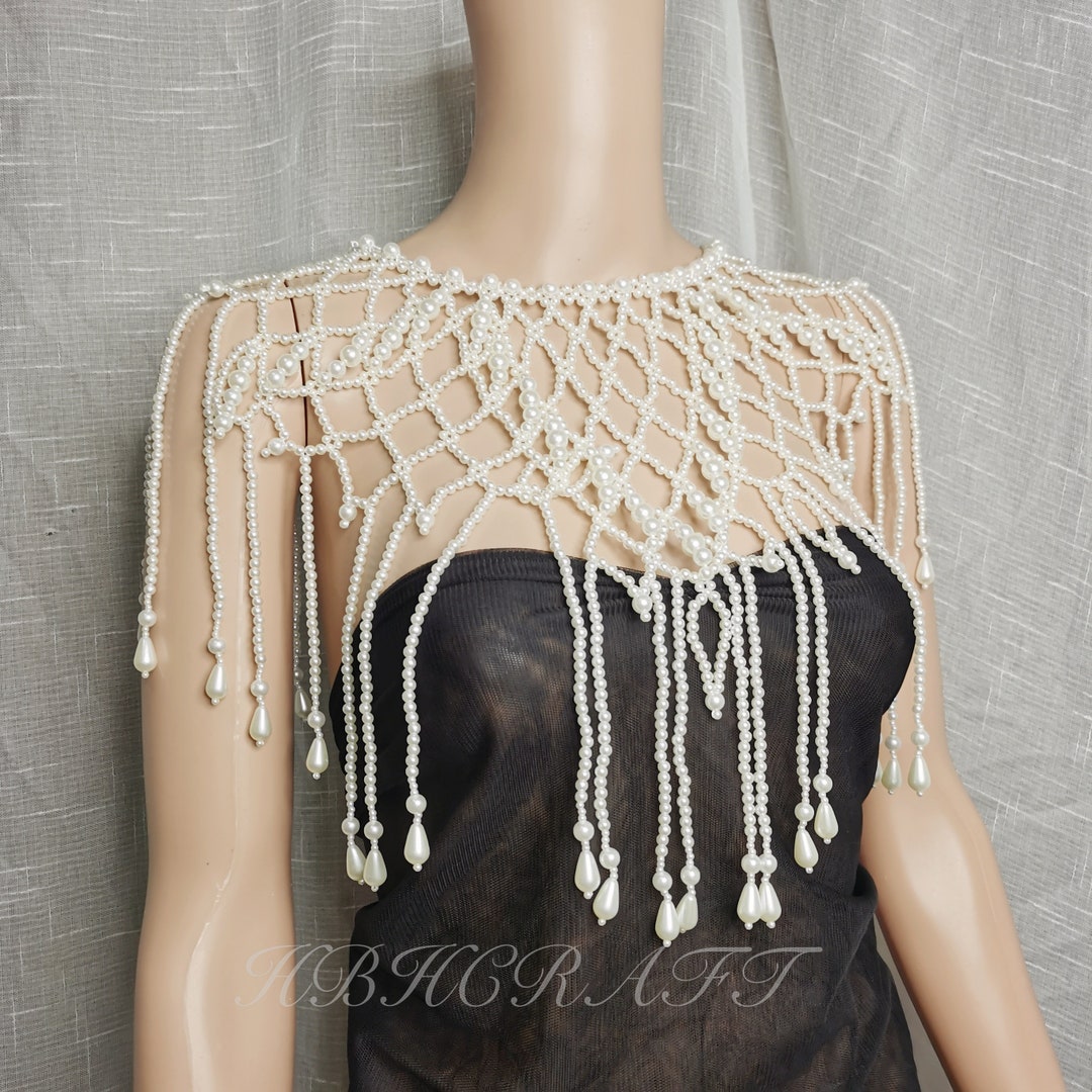 Handmade Pearl Body Chain With Sleeves,bridal Body Jewelry,pearl Body ...