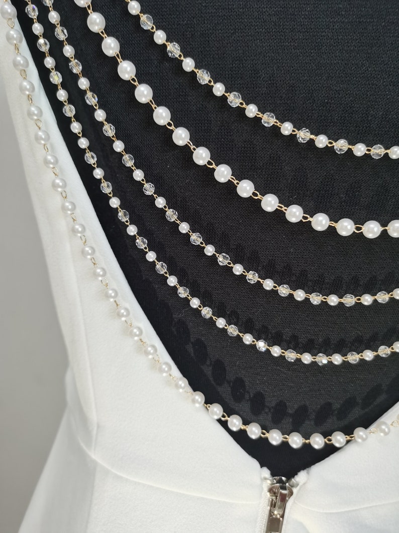 Crystal and Pearl Backdrop Necklacebackdrop Necklacewedding - Etsy