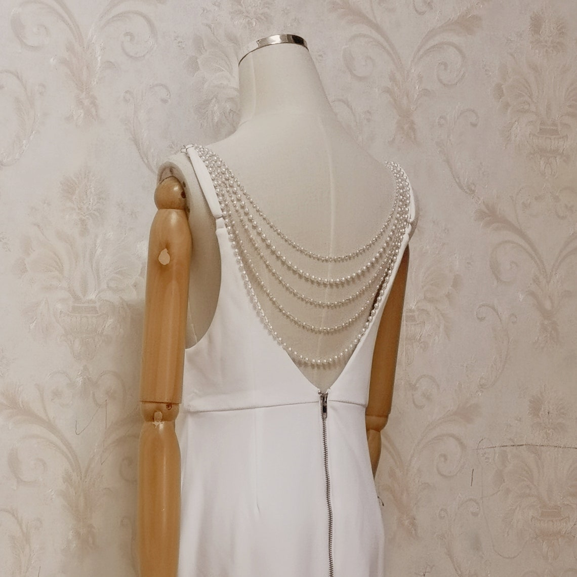 Crystal and Pearl Backdrop Necklacebackdrop Necklacewedding - Etsy
