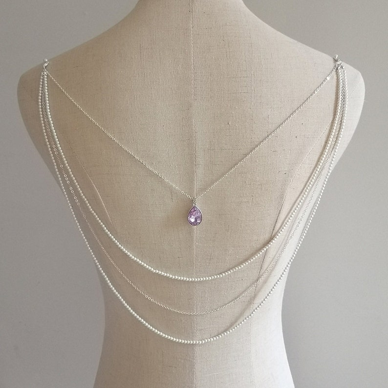 Crystal and Pearl Backdrop Necklacebackdrop Necklacewedding - Etsy