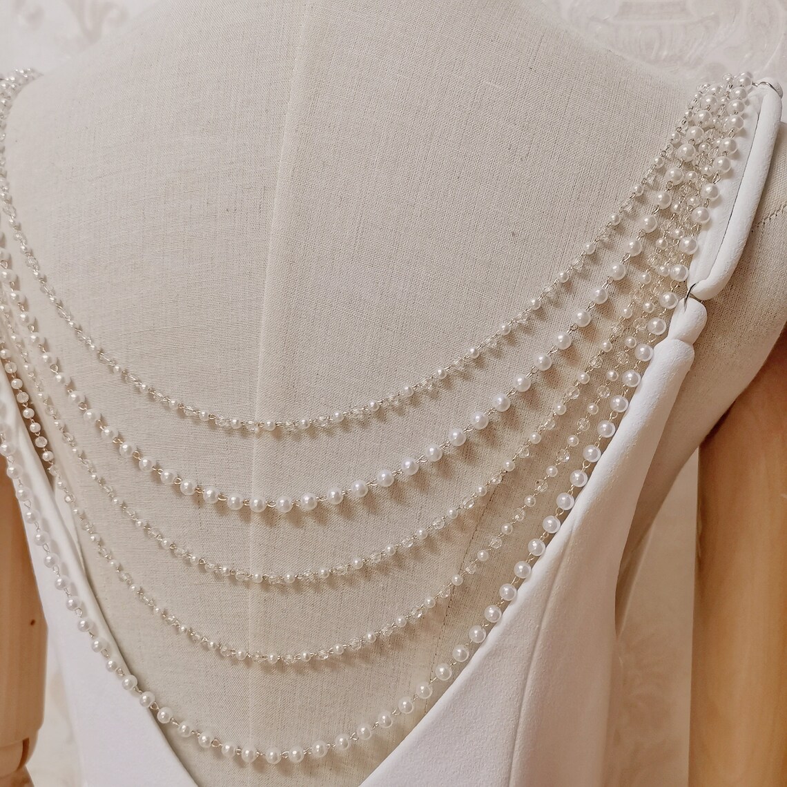 Crystal and Pearl Backdrop Necklacebackdrop Necklacewedding - Etsy