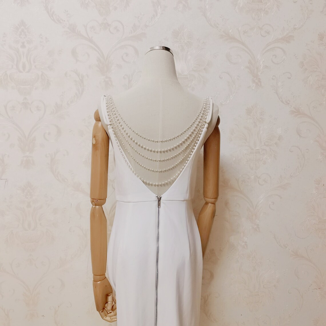 Crystal and Pearl Backdrop Necklacebackdrop Necklacewedding - Etsy