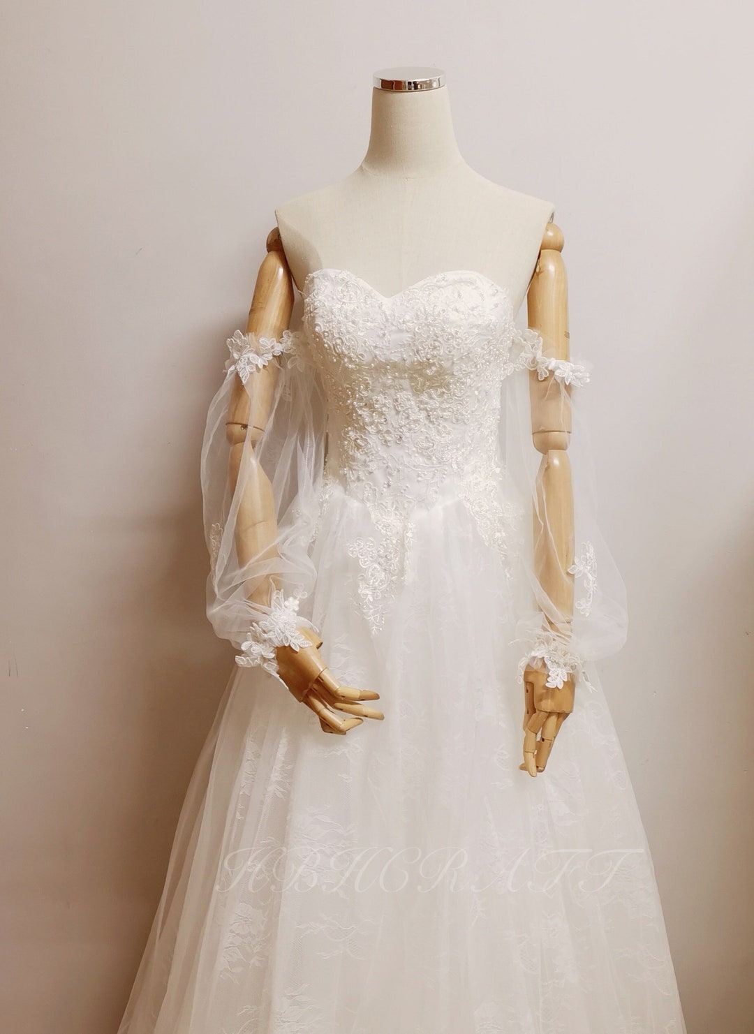 EMALZBY Detachable Wedding Sleeves,removable Lace Sleeves,detachable ...