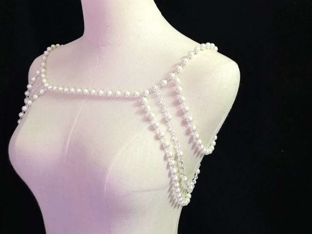 Pearl Body Chain,bridal Body Jewelry,pearl Body Chain Bra,shoulder ...