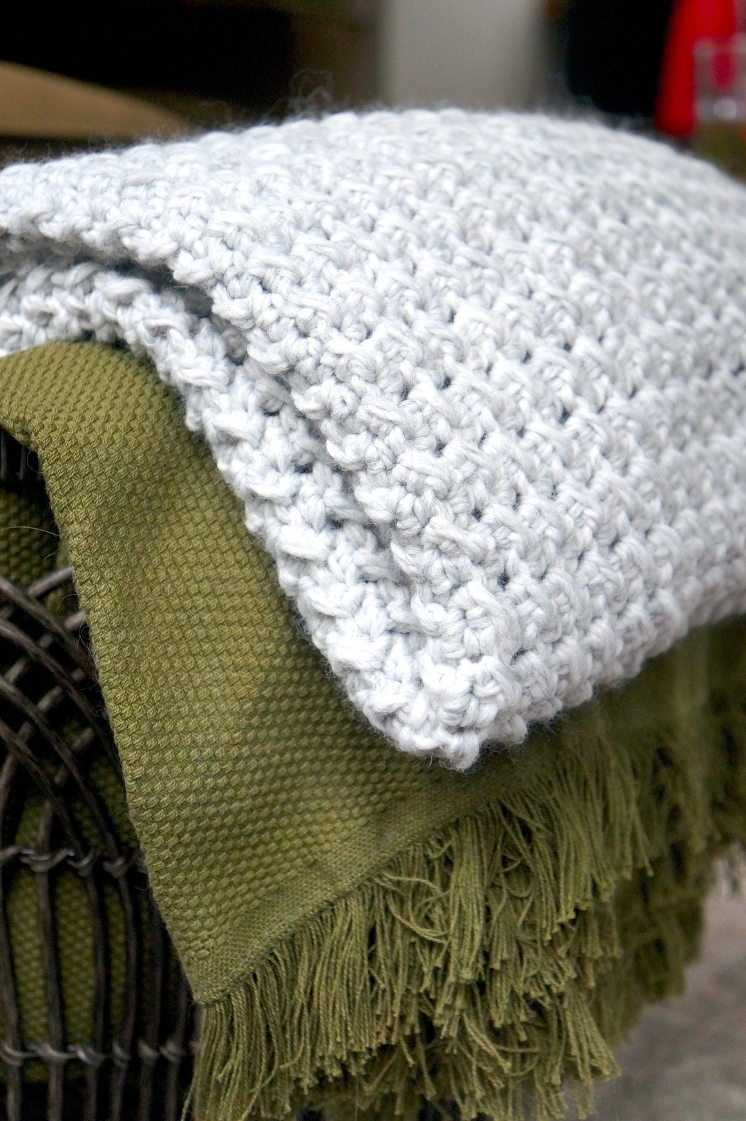 Gray Crochet Blanket Gray Baby Blanket Soft Wool Baby Blanket Cozy Gray ...