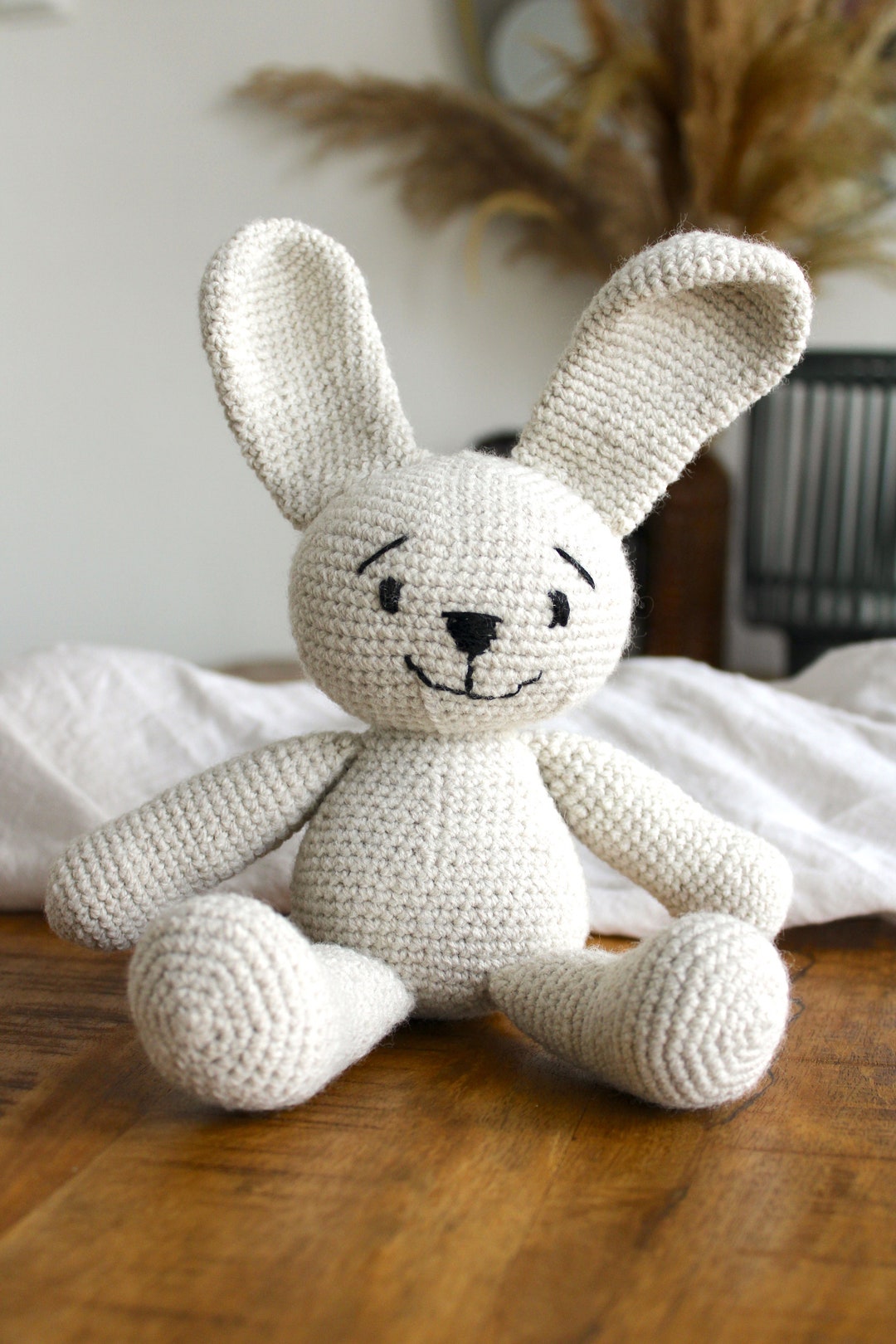 Beige Rabbit Cuddly Toy Amigurumi Cuddly Toy Rabbit Baby Shower Gift ...