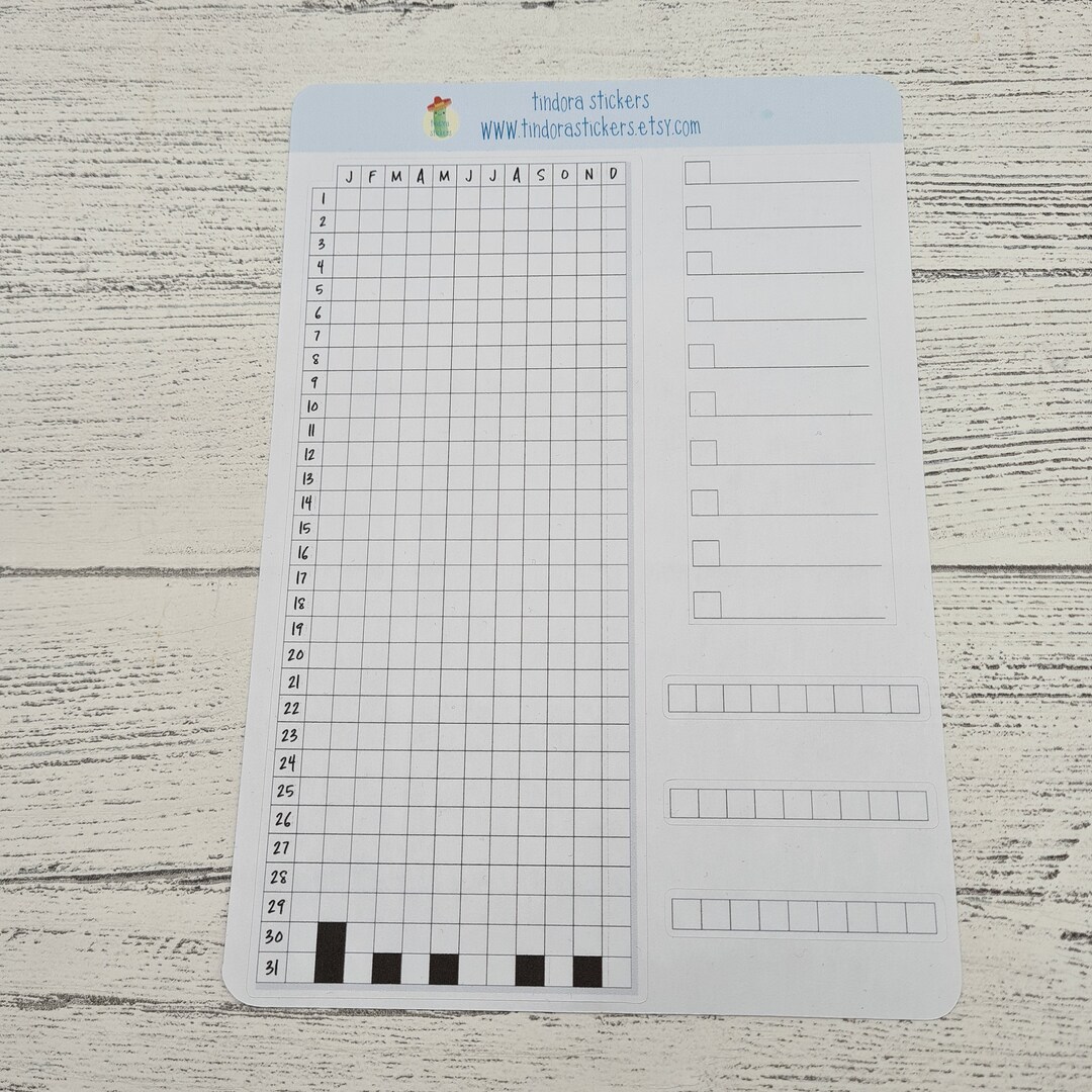 Year In Pixels Bullet Journal Sticker Set Versatile Tracking For