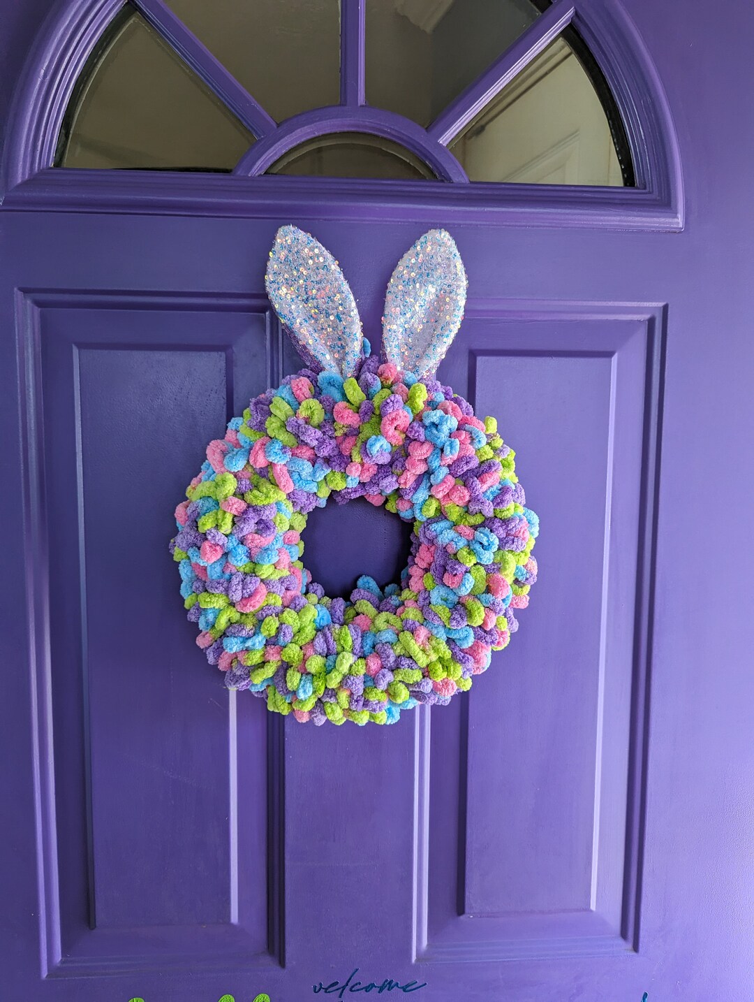 Sparkly Purple Bunny Ear Wreath - Etsy