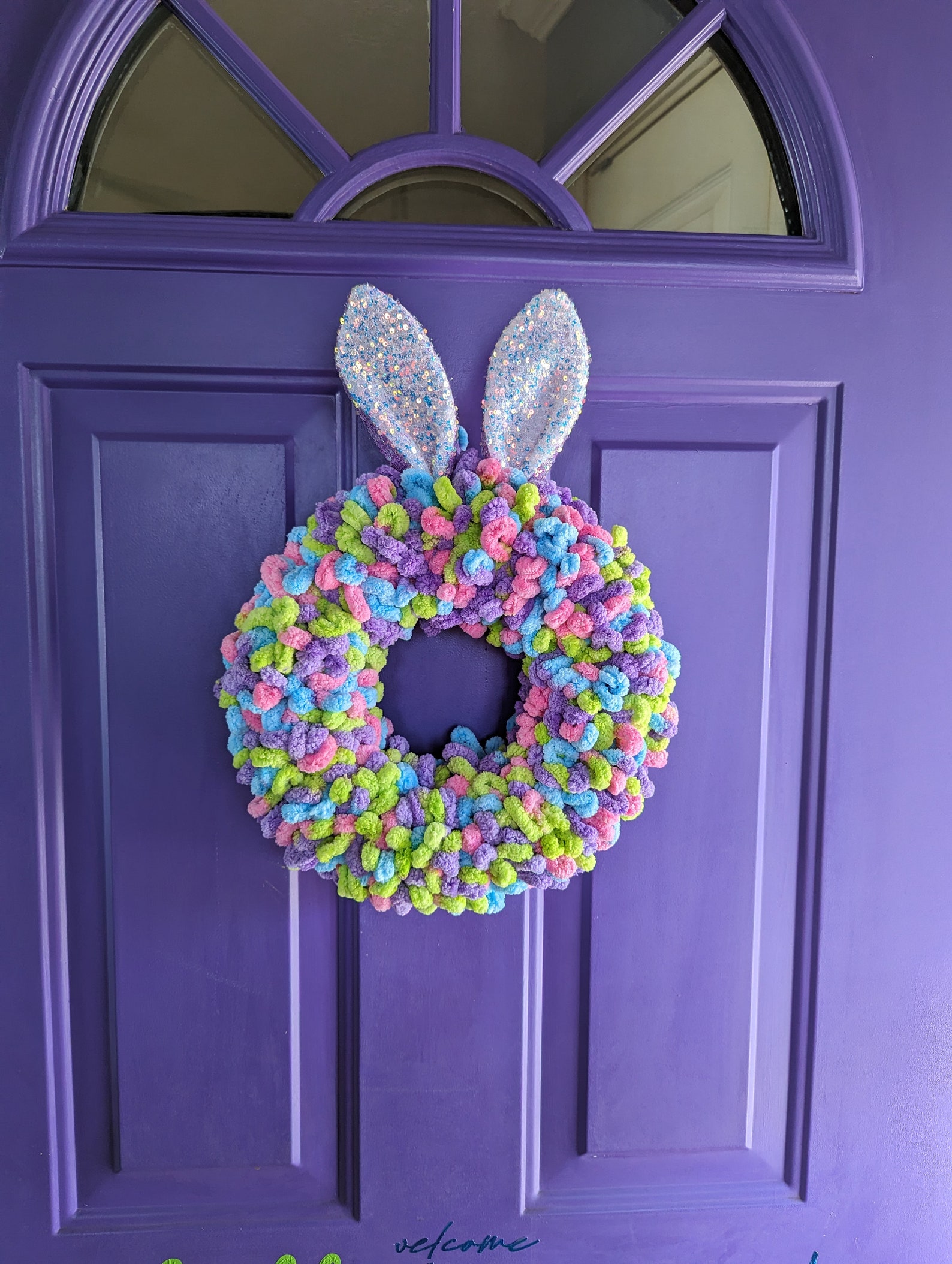 Sparkly Purple Bunny Ear Wreath - Etsy