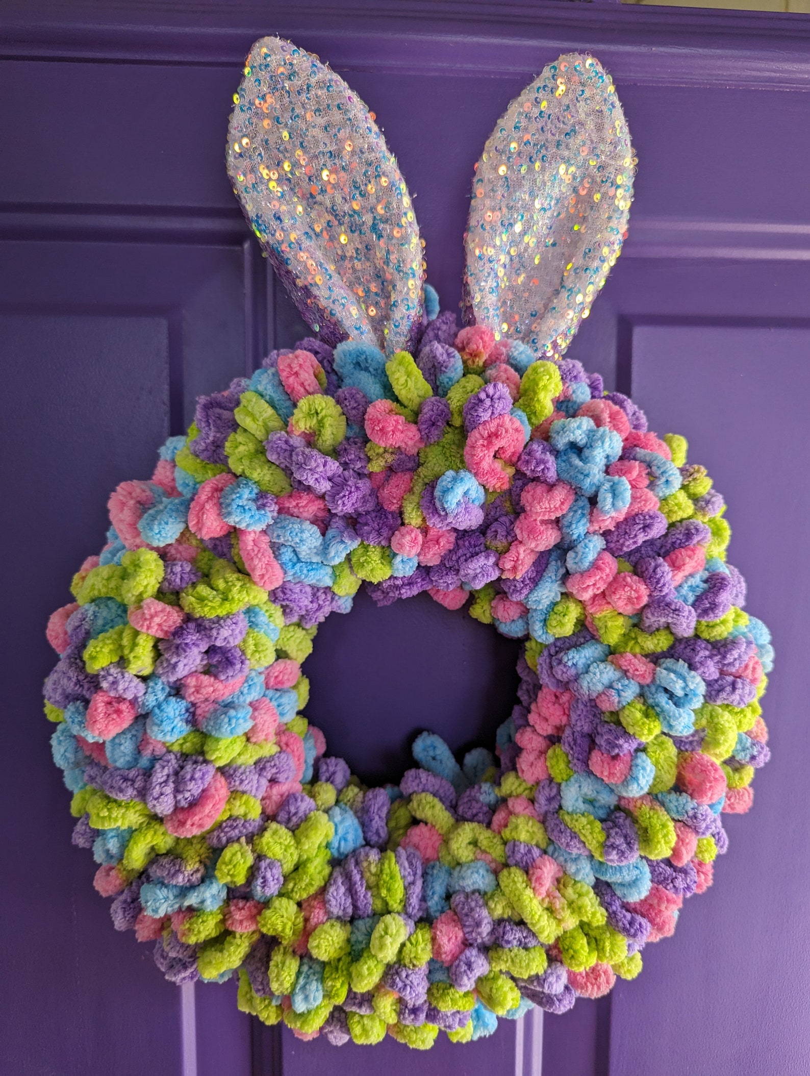 Sparkly Purple Bunny Ear Wreath - Etsy