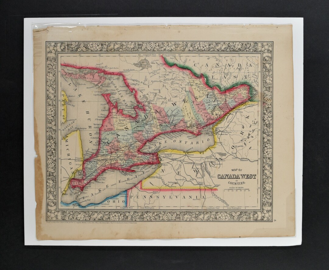 Original Map From Mitchell's New General Atlas Canada West 1860 - Etsy