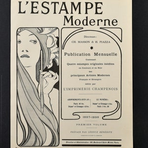Original L'estampe Moderne Print Magazine Cover Pages by Alphonse Mucha ...