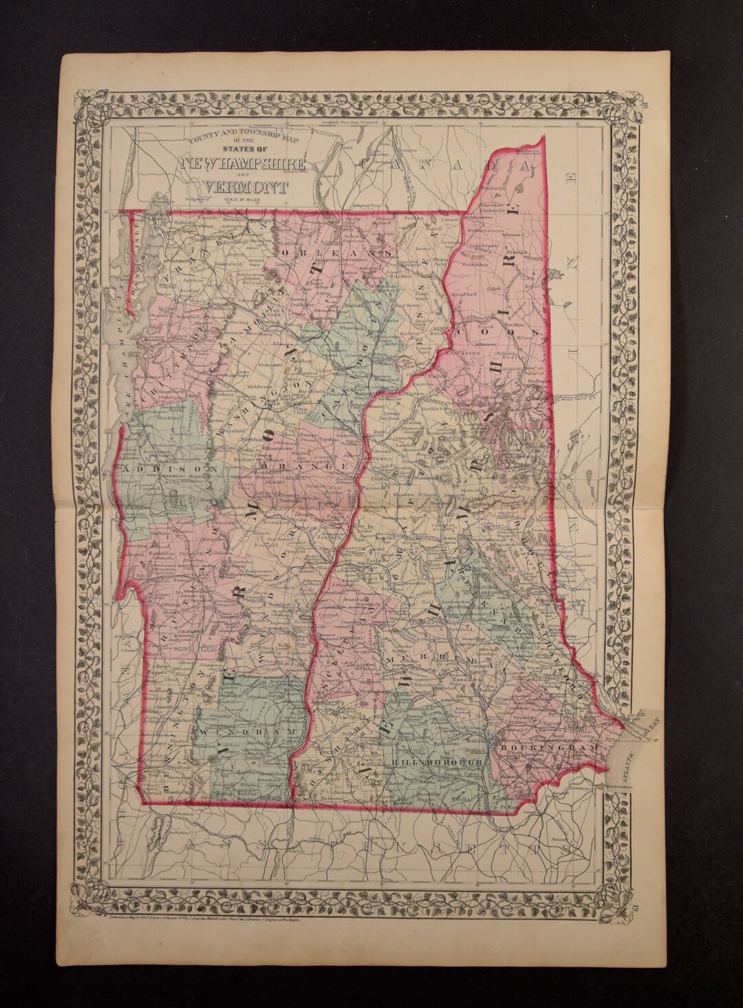 Original Map From Mitchell's New General Atlas - States of New ...