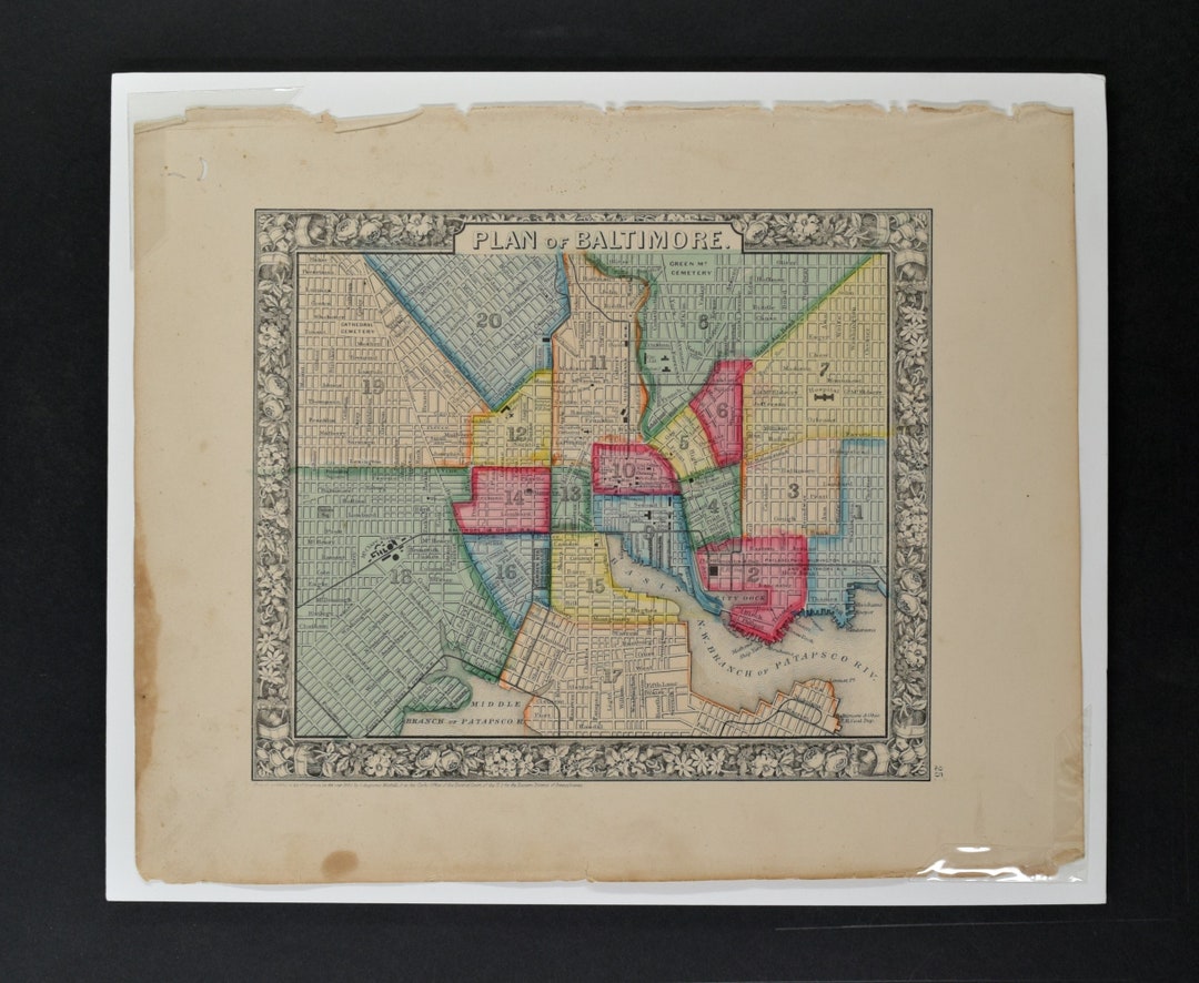Original Map From Mitchell's New General Atlas - Plan of Baltimore 1860 ...