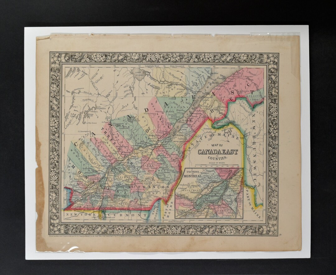 Original Map From Mitchell's New General Atlas Canada East 1860 - Etsy