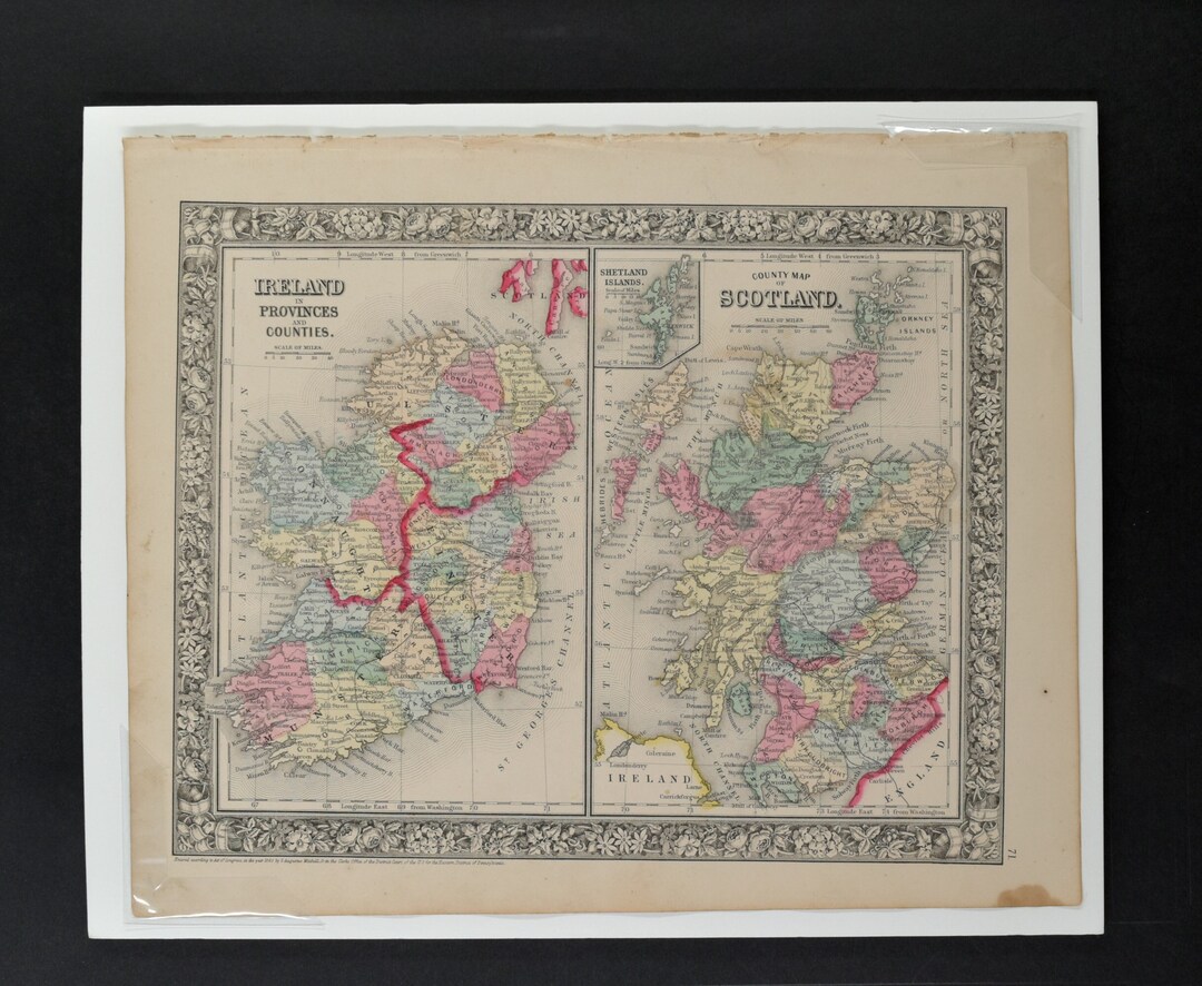 Original Map From Mitchell's New General Atlas - Ireland and Scotland ...