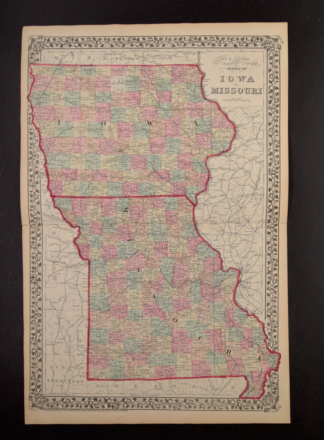 Original Map From Mitchell's New General Atlas - Iowa and Missouri 1876 ...