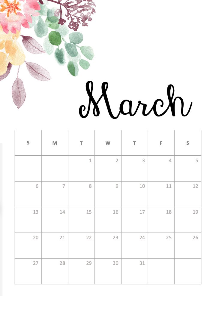 2022 Printable Floral Calendar - Etsy