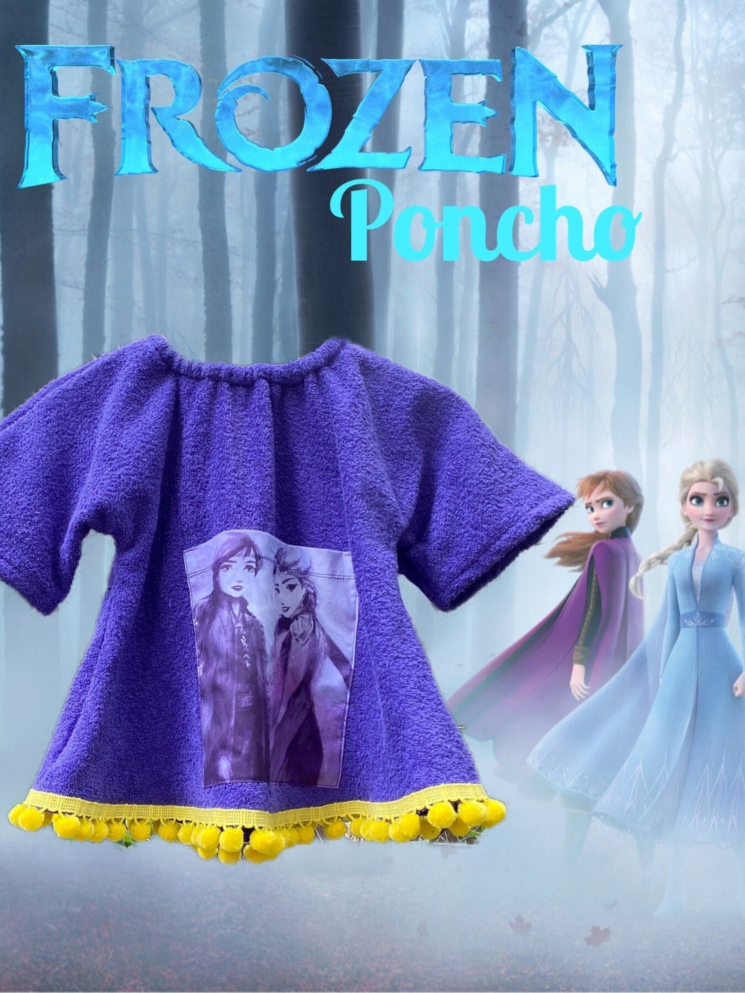 Frozen Poncho With Pom Poms - Etsy