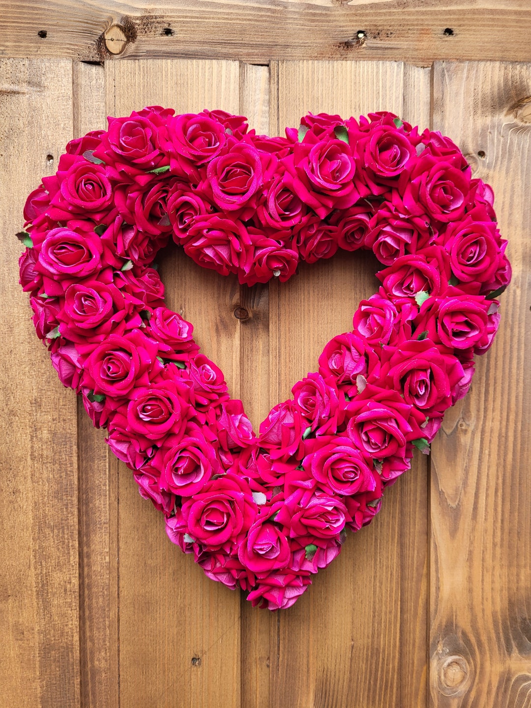 Memorial Artificial Rose Open Heart Fushia Pink (can Be Personalised ...