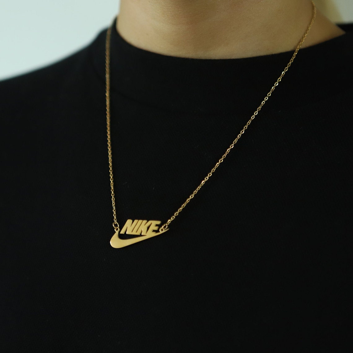 Gold Nike Necklace Swoosh Logo Necklace Chain Pendant UK | Etsy