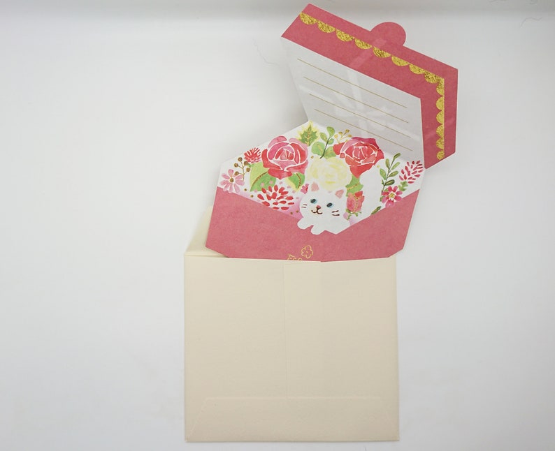 Cat in Pink Box Mini Letter Writing Set Furukawashiko Letter - Etsy ...