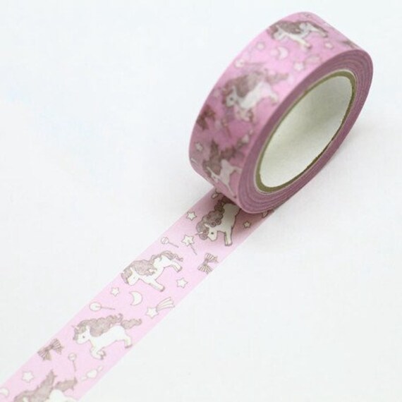 SAIEN Washi Tape Cartoon Unicorn Washi Tape 15mm X 10m Pink | Etsy