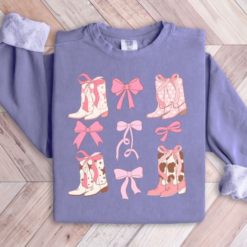 Coquette Sweatshirt Cowgirl Boots Coastal Cowgirl Shirt Coquette Aesthetic Coquette Cowgirl