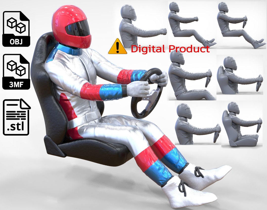 Race Driver Miniature 1/64 Scale STL File: Diorama Figurine With ...