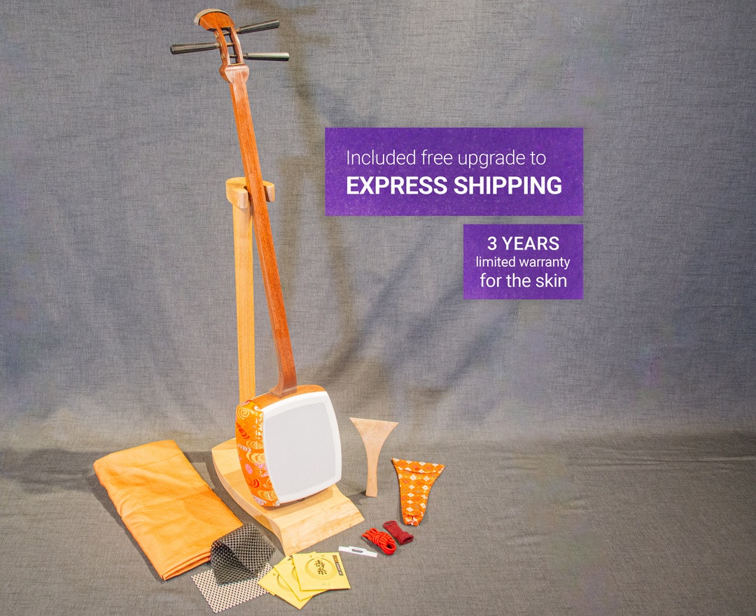 Nagauta Shamisen Karin Wood, Hosozao 26.5mm White Synthetic Skin ...