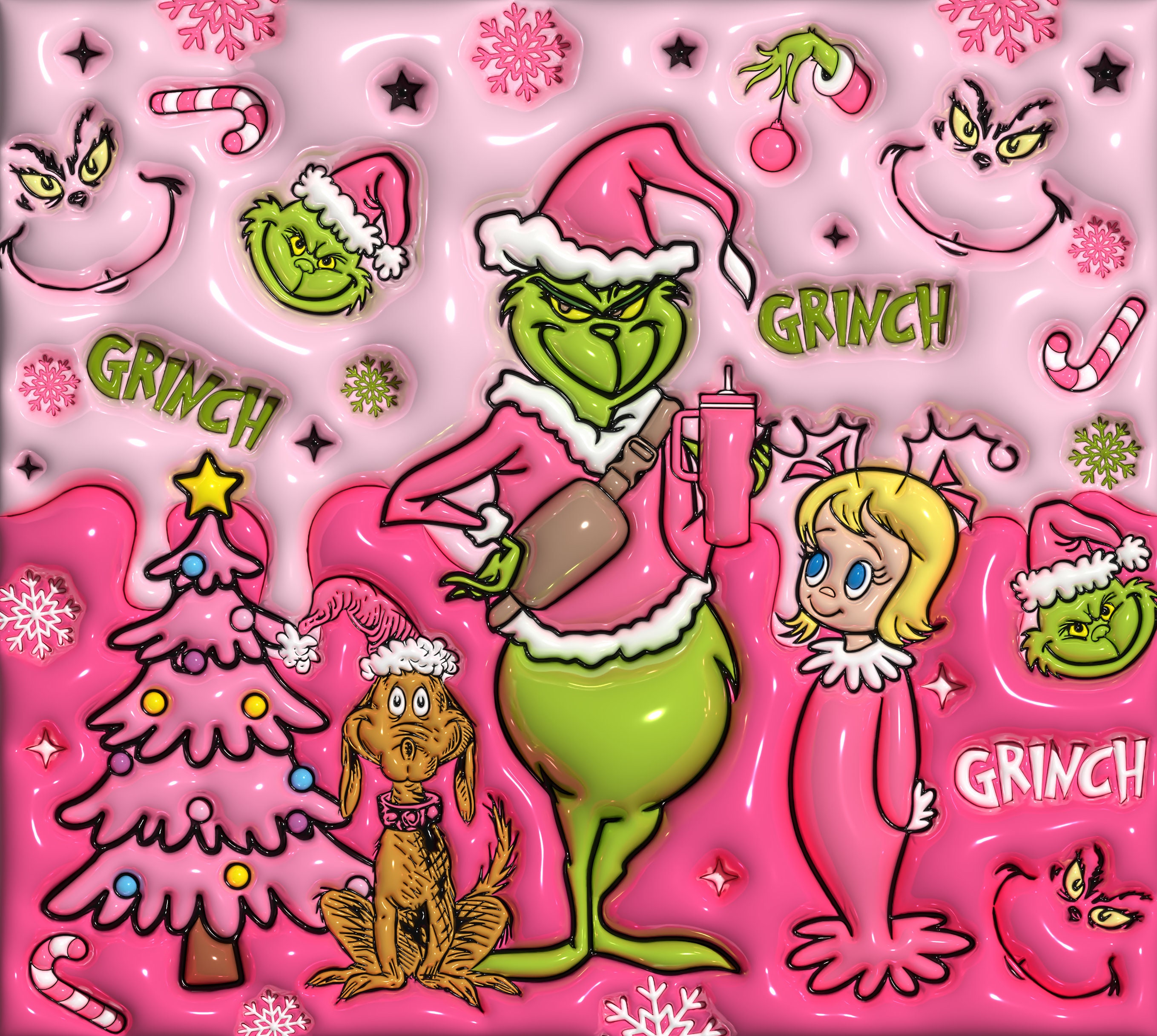 Pink Grinch 20 Ounce Tumbler Wrap Etsy