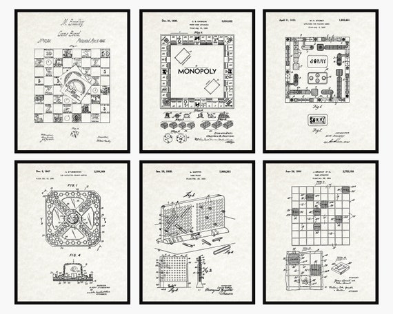 Board Game Patent Prints Set of 6 Game Room Decor Man Cave - Etsy