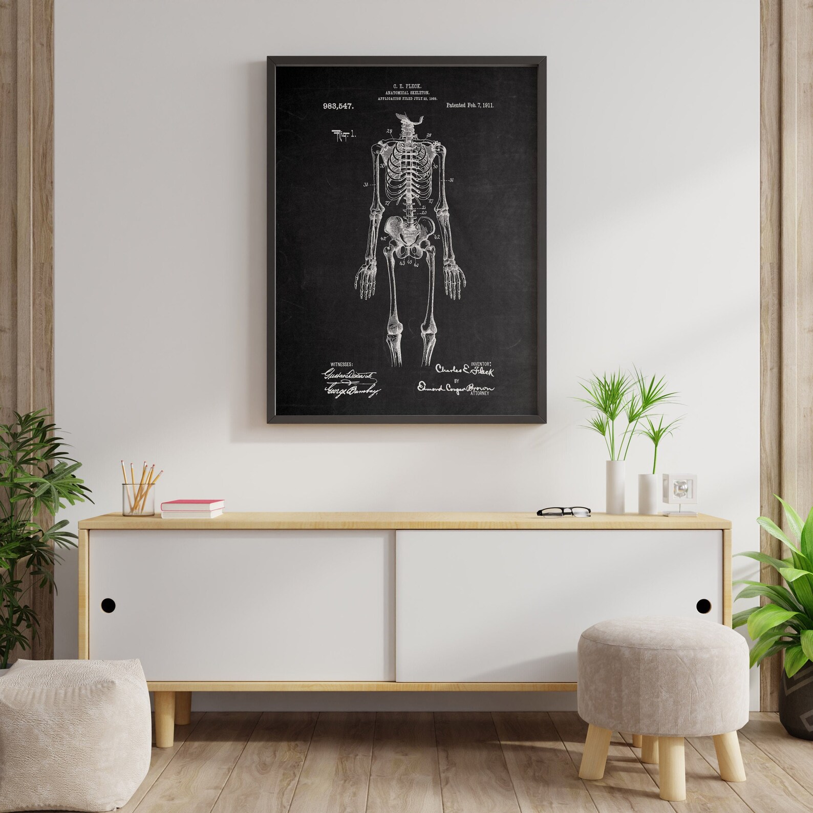 Vintage Anatomy Patent Prints - Medical School Decor, Human Skeleton ...