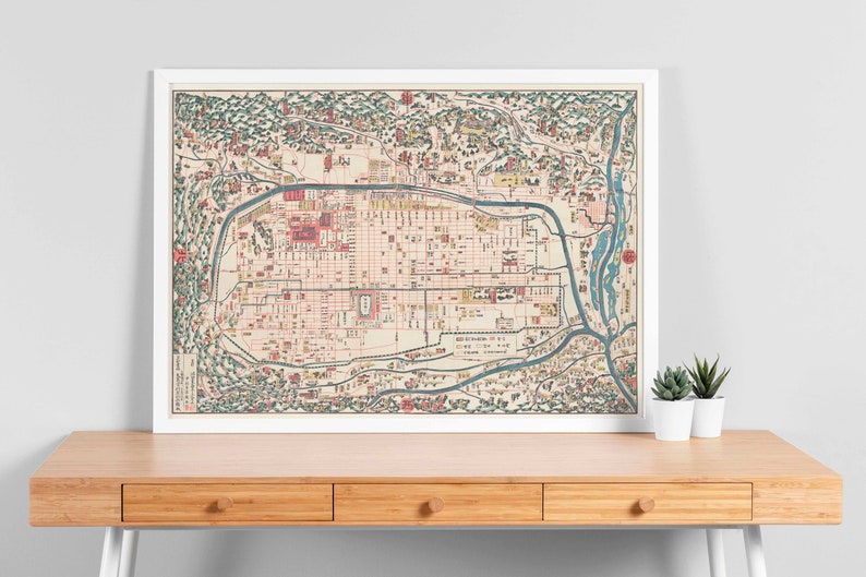 Vintage Kyoto Map Art (1863) - Vintage Map Print, Old Map Art, Vintage ...
