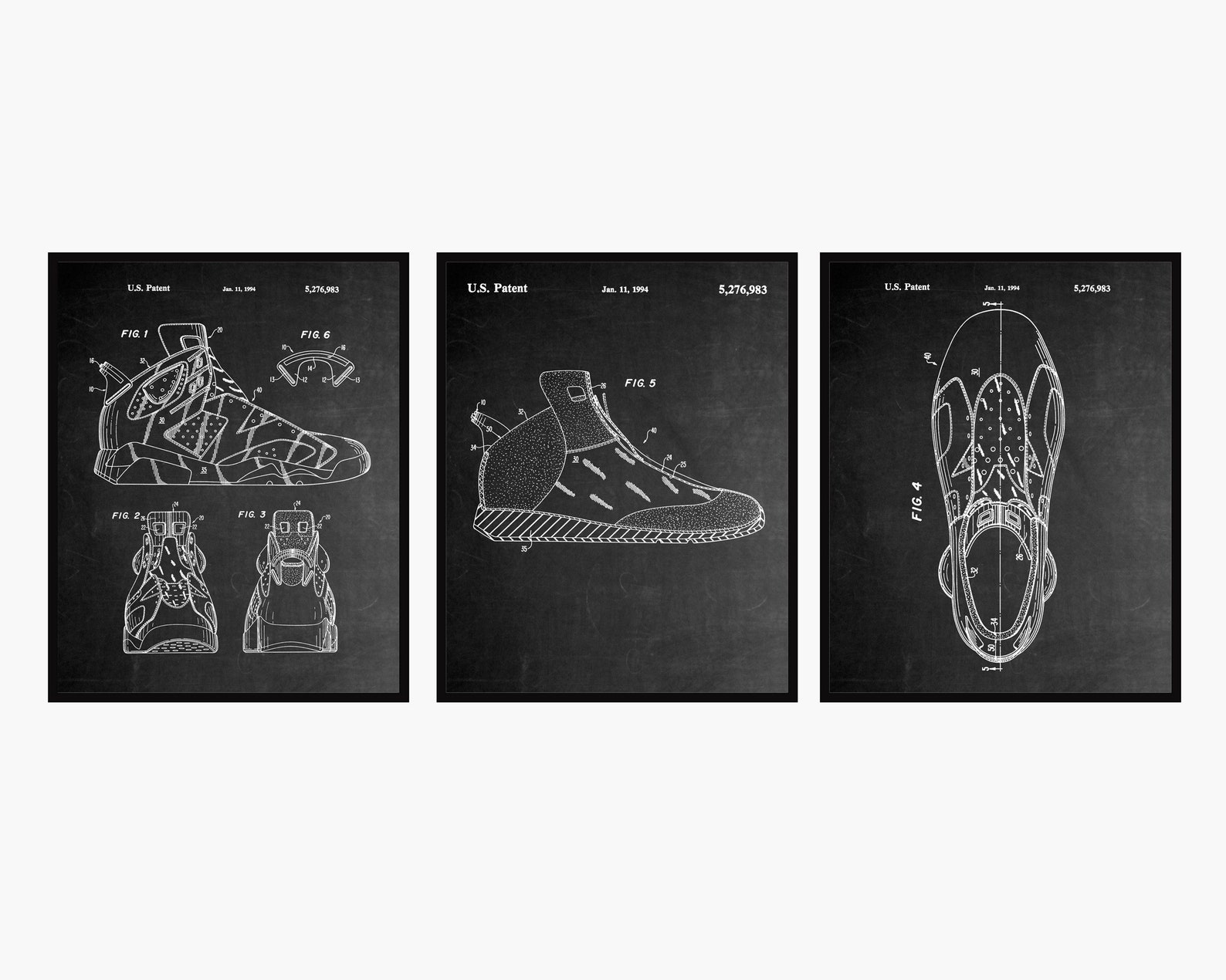 Air Jordan Patent Prints Set of 3 - Basketball Shoes Wall Art • Sports ...