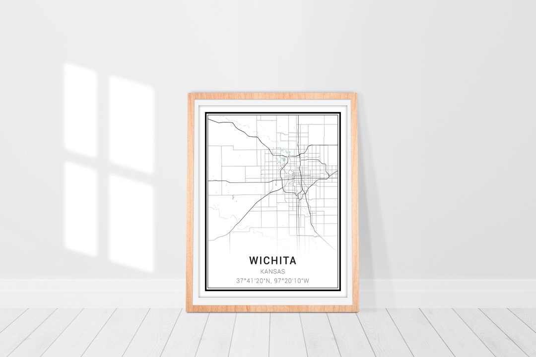 Wichita Map Print - Kansas Wichita City Map Poster, Wichita Wall Art ...