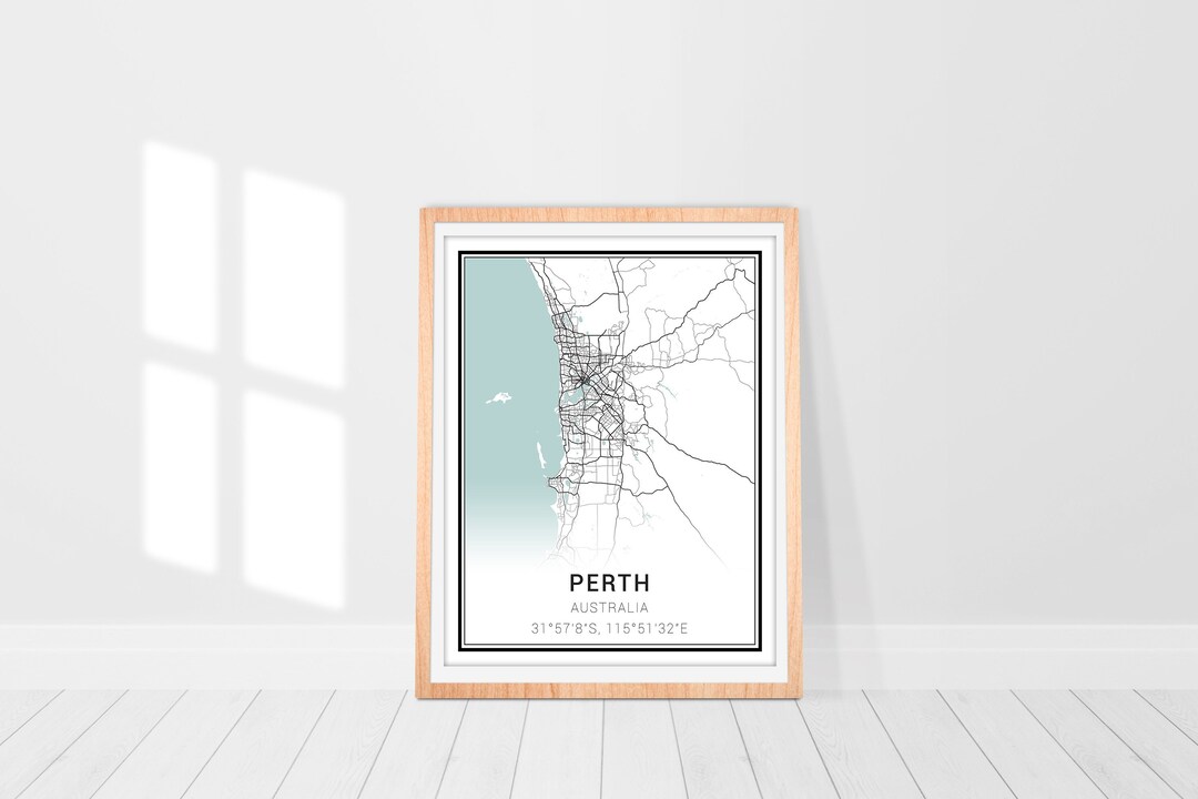 Perth City Map Print - Australia Perth Poster - Australia Wall Art ...