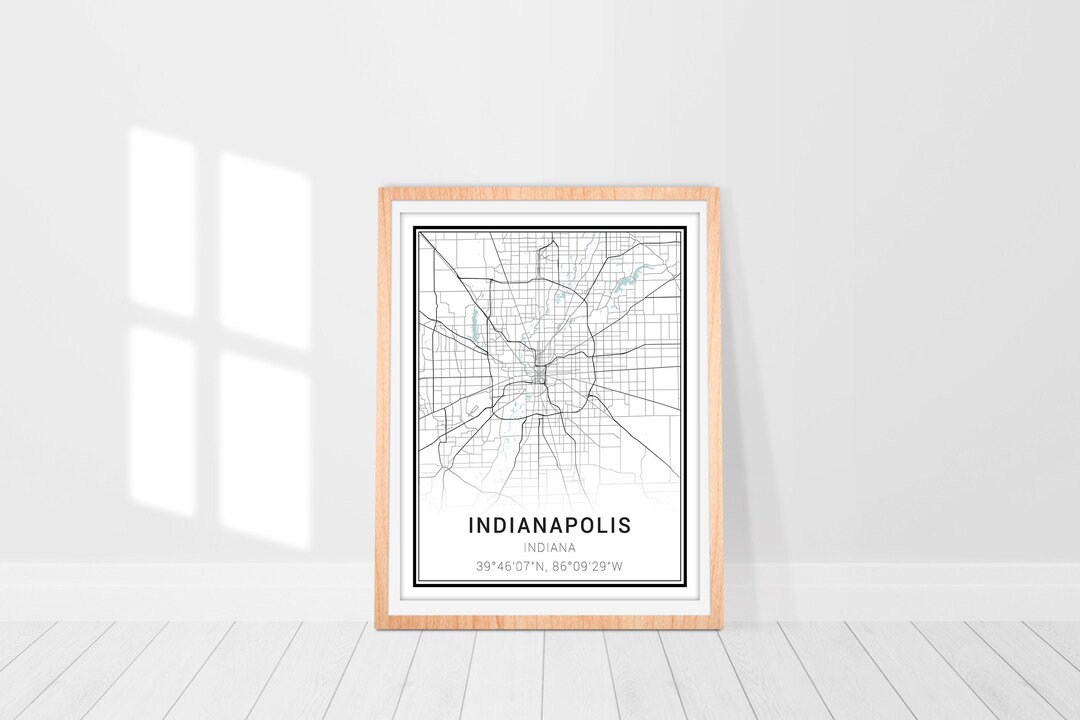 Indianapolis Map Art Print • Indiana Indianapolis City Map Poster ...